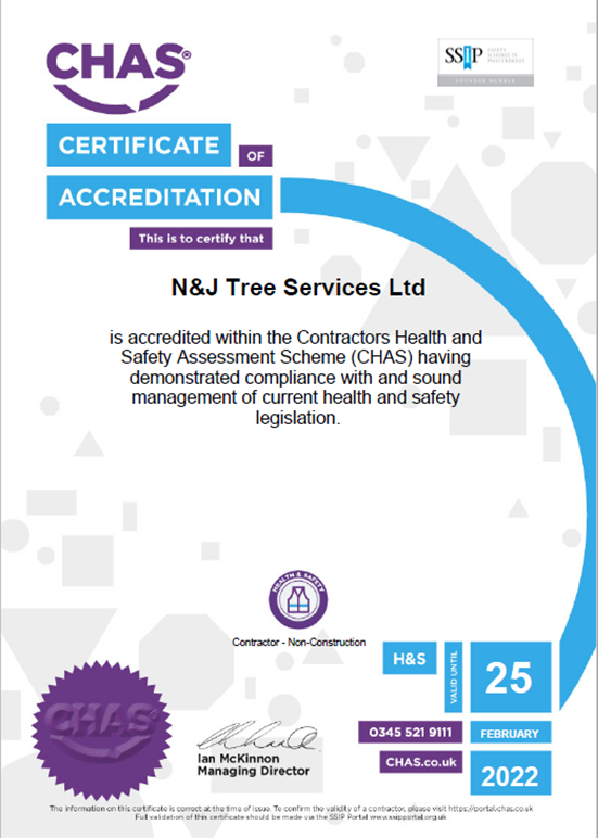 Approved Contractor Quality & Safety accredited, tree work to BS3998